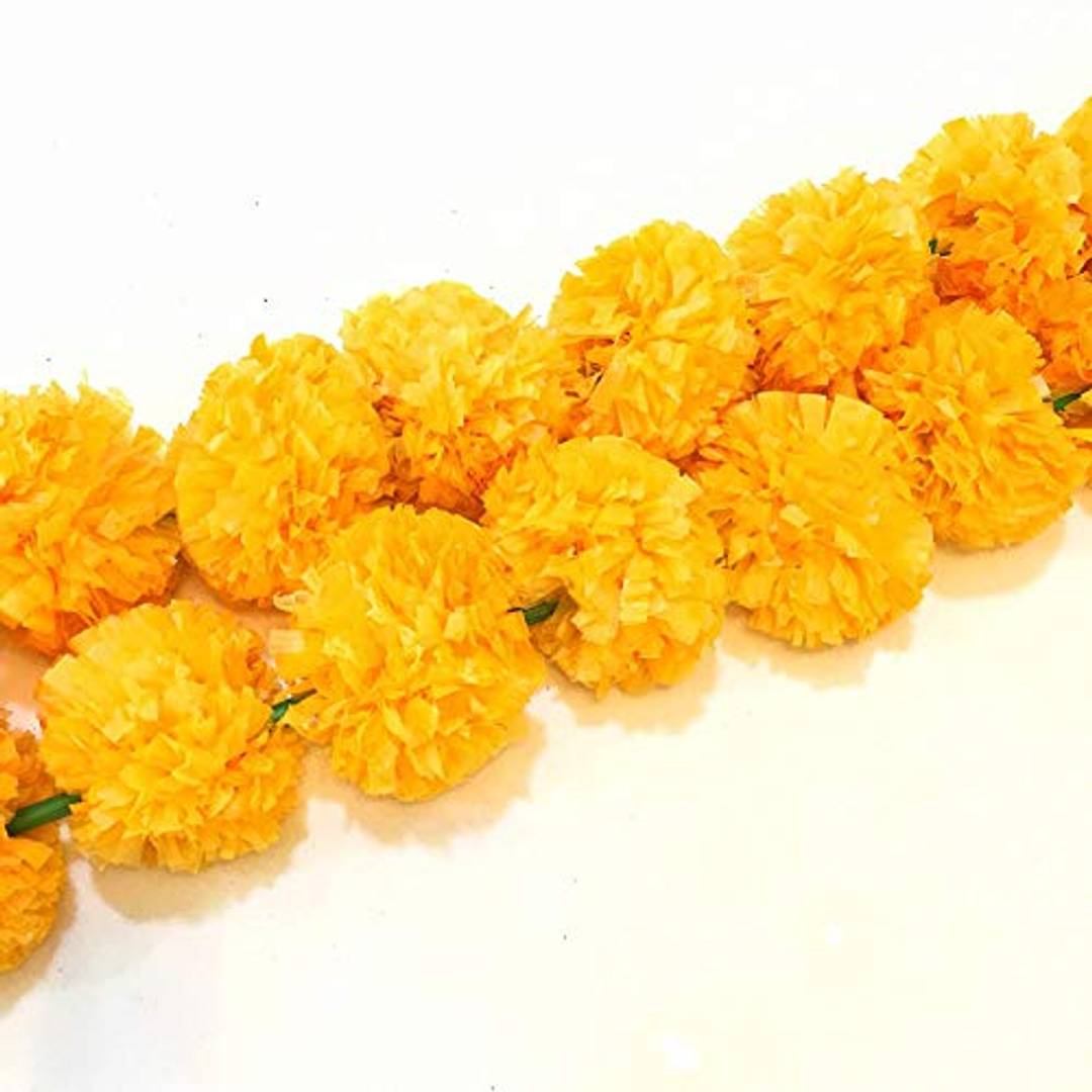 Marigold Flower Mala | Genda Phool Mala (Set Of 8) Wall Hanging | Spec ...